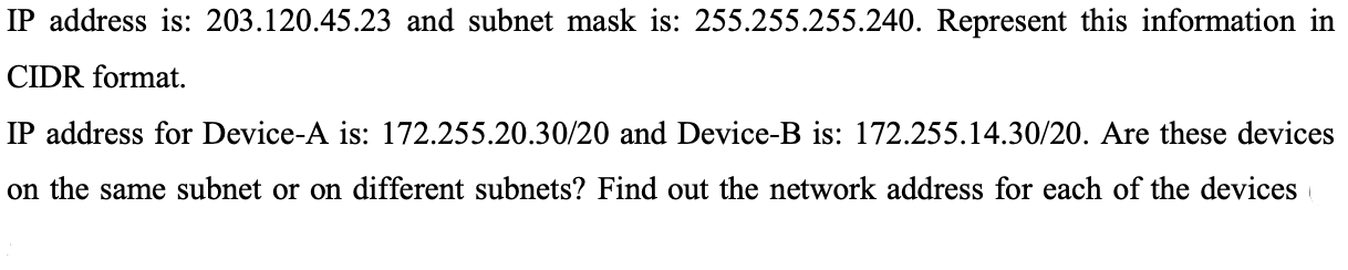 Solved IP address is: 203.120.45.23 and subnet mask is: | Chegg.com