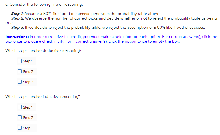 Solved c. Consider the following line of reasoning: Step 1: | Chegg.com