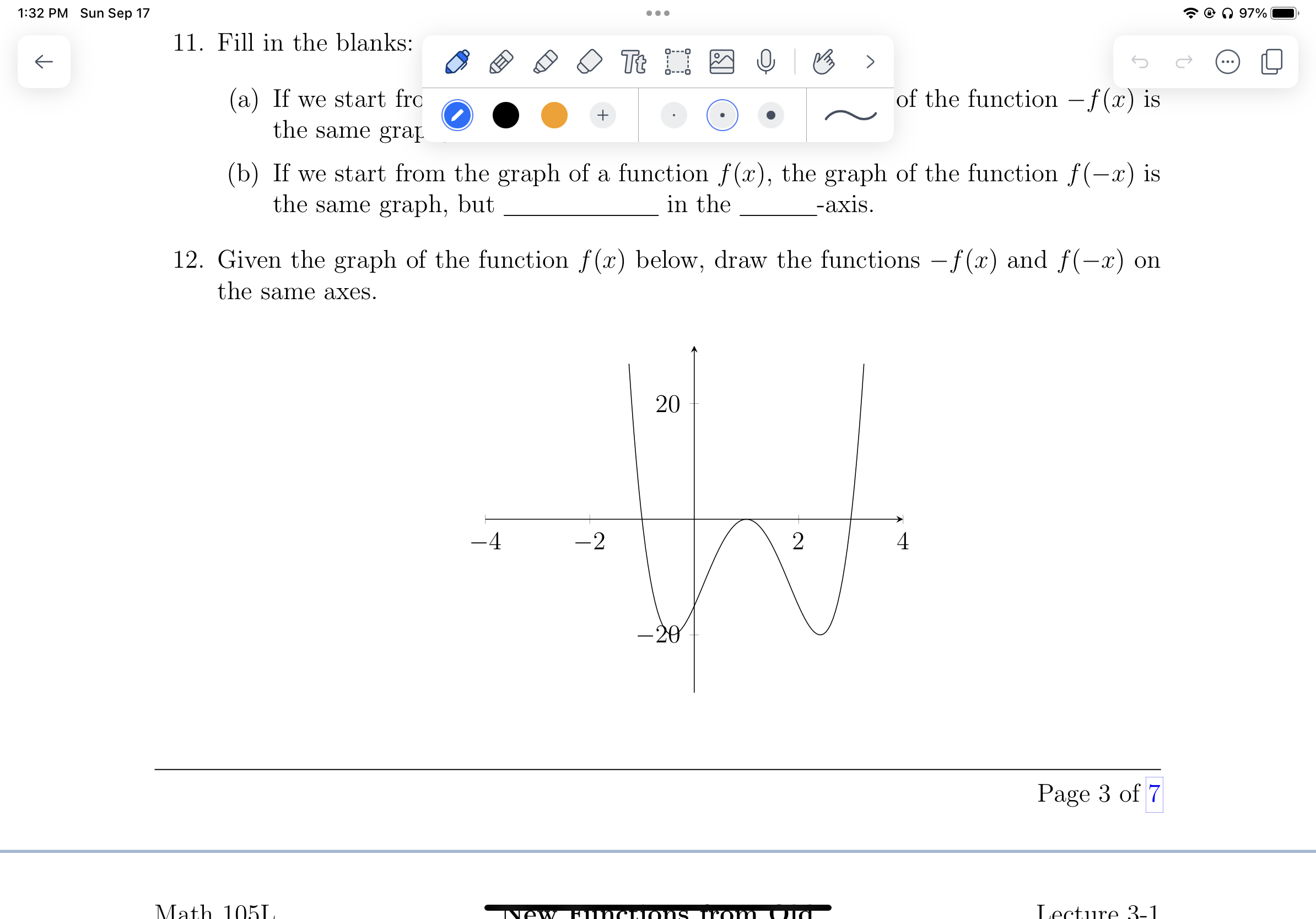 Solved (b) If we start from the graph of a function f(x), | Chegg.com