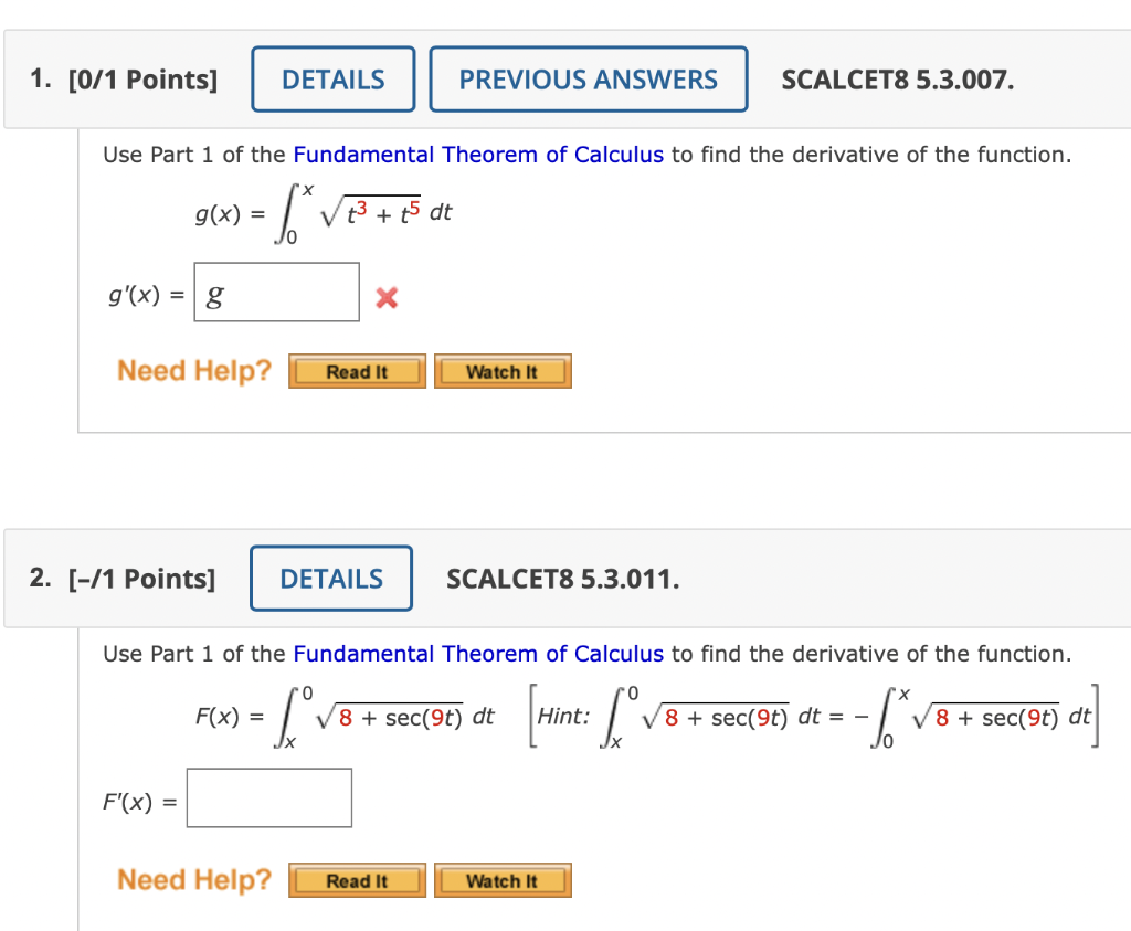 Solved 1. [0/1 Points] DETAILS PREVIOUS ANSWERS SCALCET8 | Chegg.com