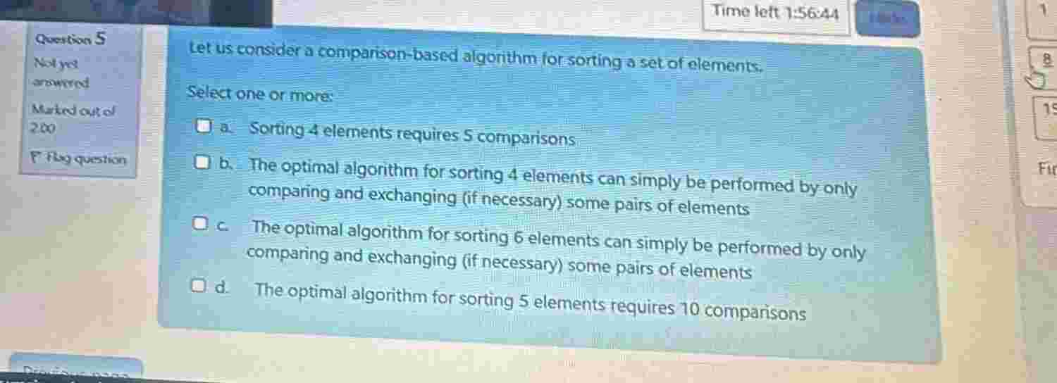 Solved Let Us Consider A Comparison Based Algorithm For 
