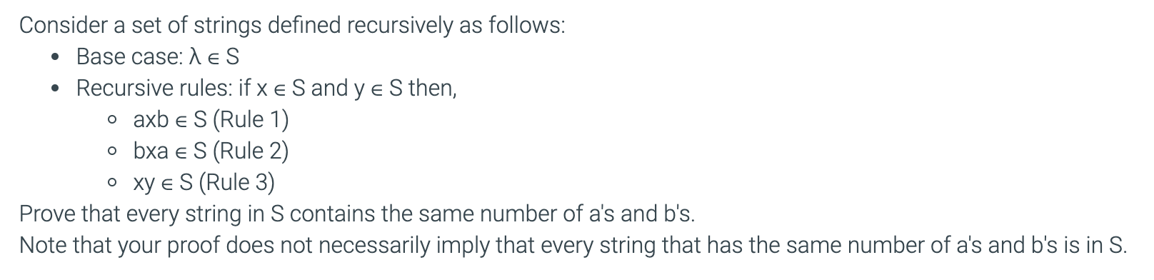 Solved Consider a set of strings defined recursively as | Chegg.com