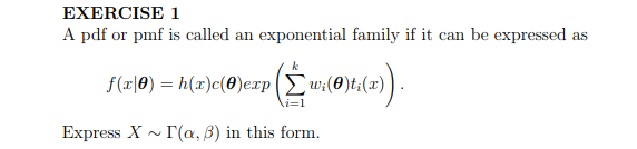 Solved EXERCISE 1 A pdf or pmf is called an exponential | Chegg.com