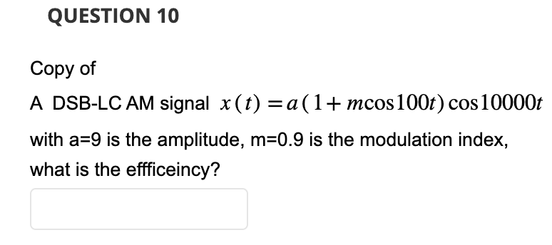 Solved A DSB-LC AM signal x(t)=a(1+msin200t)cos1000t with | Chegg.com