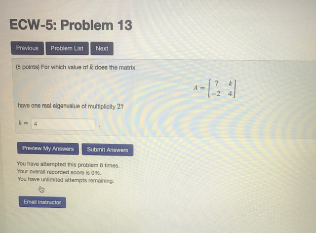Solved ECW-5: Problem 13 Previous Problem List Next (5 | Chegg.com