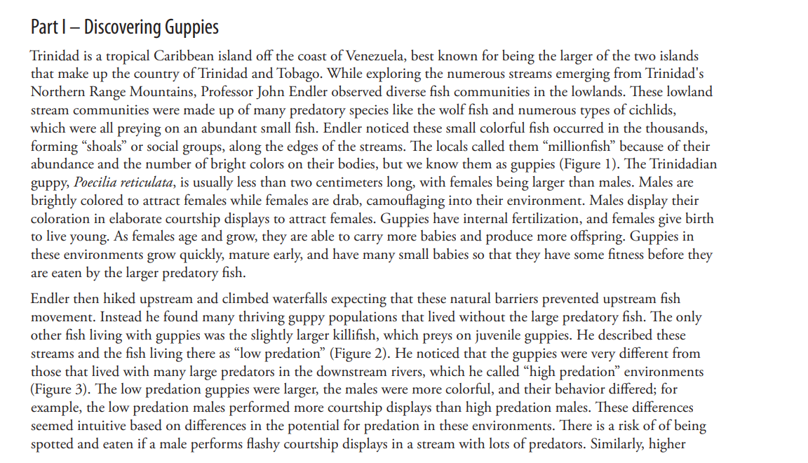 Part 1 – Discovering Guppies Trinidad is a tropical | Chegg.com