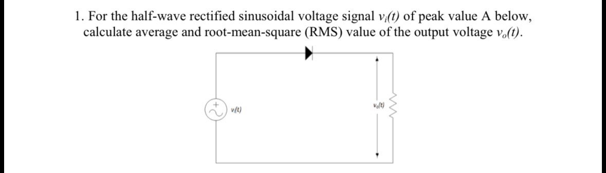 Solved For the half-wave rectified sinusoidal voltage signal | Chegg.com