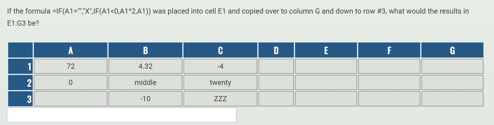 Solved If the formula =IF(A1="","X",IF(A1