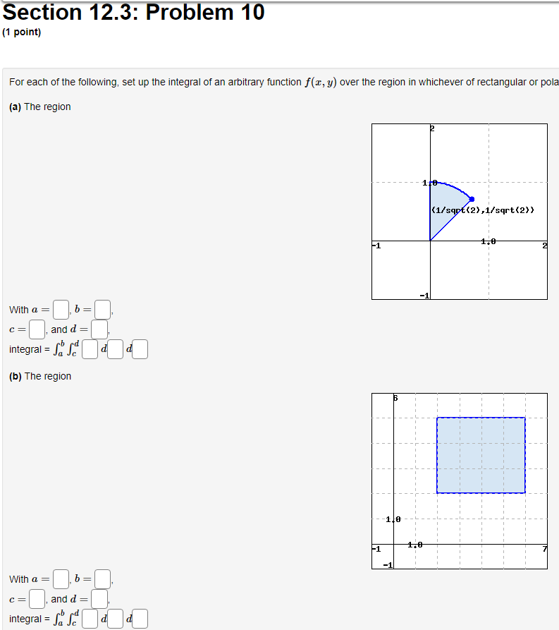 Solved For each of the following, set up the integral of an | Chegg.com