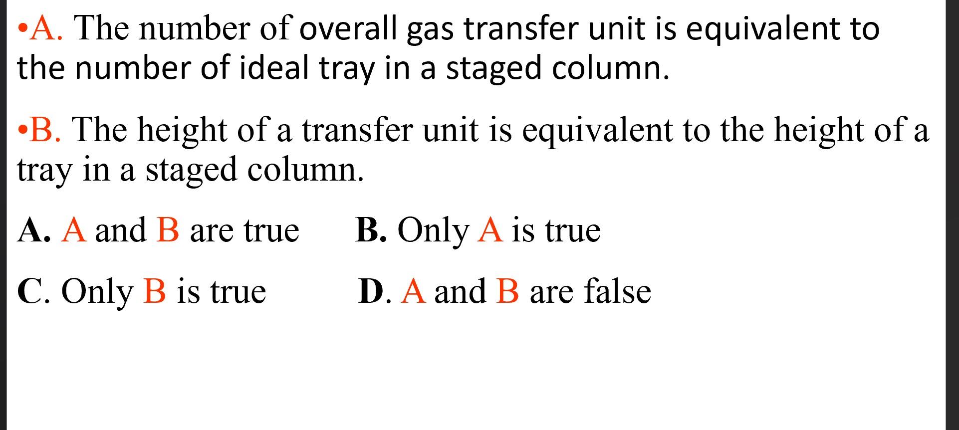 Solved •The number of overall gas transfer unit is | Chegg.com