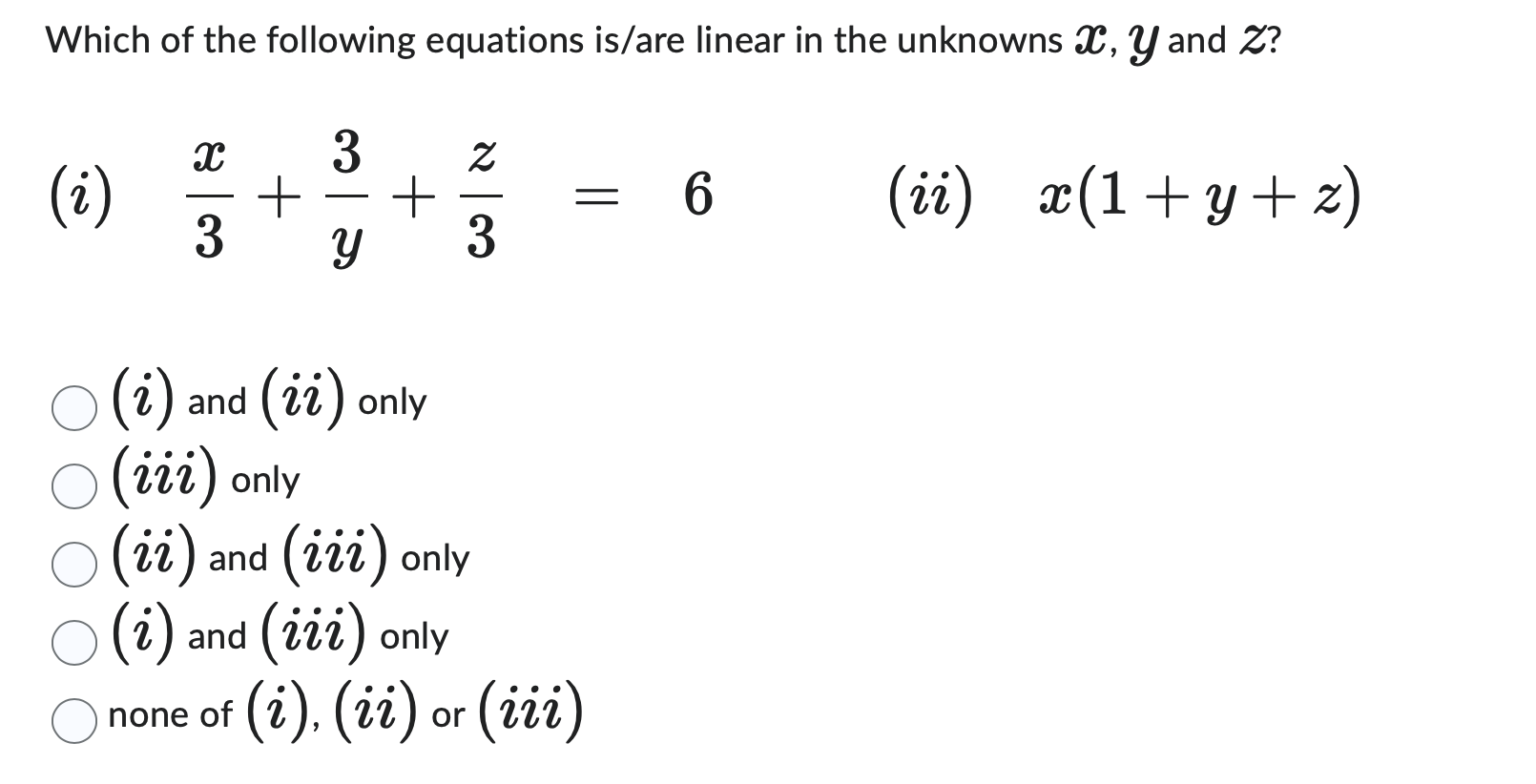 Which of ﻿the following equations isare ﻿linear in | Chegg.com