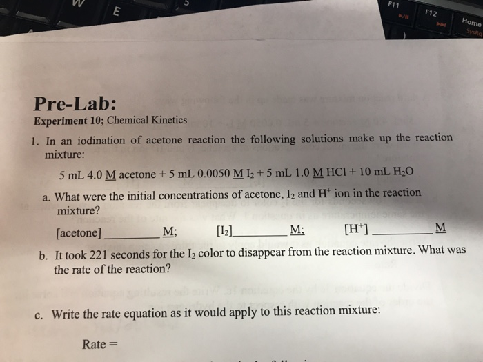 Solved F11 F12 Home Pre-Lab: Experiment 10; Chemical | Chegg.com