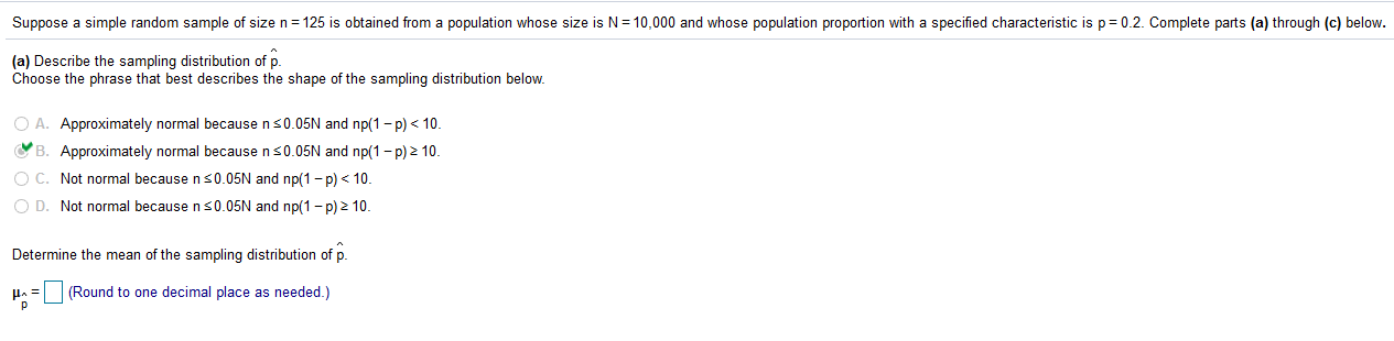Solved Suppose a simple random sample of size n=125 is | Chegg.com