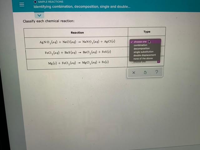 Solved SIMPLE REACTIONS E Identifying combination, | Chegg.com