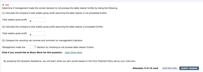 Problem 7-3A Part Level Submission) (Video) Thompson | Chegg.com