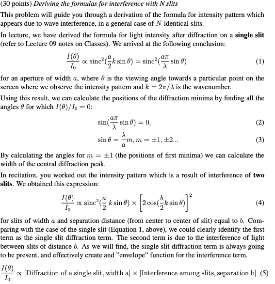 (30 points) Deriving the formulas for interference | Chegg.com
