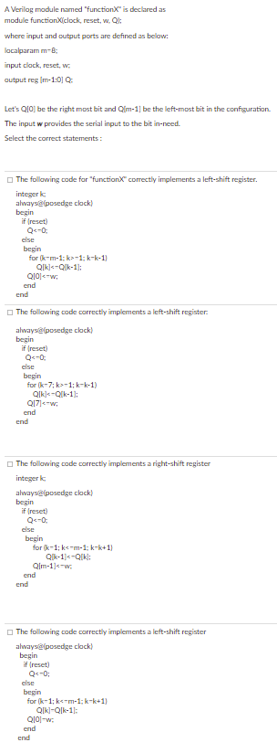 Solved A Verilog module named "function is declared as | Chegg.com