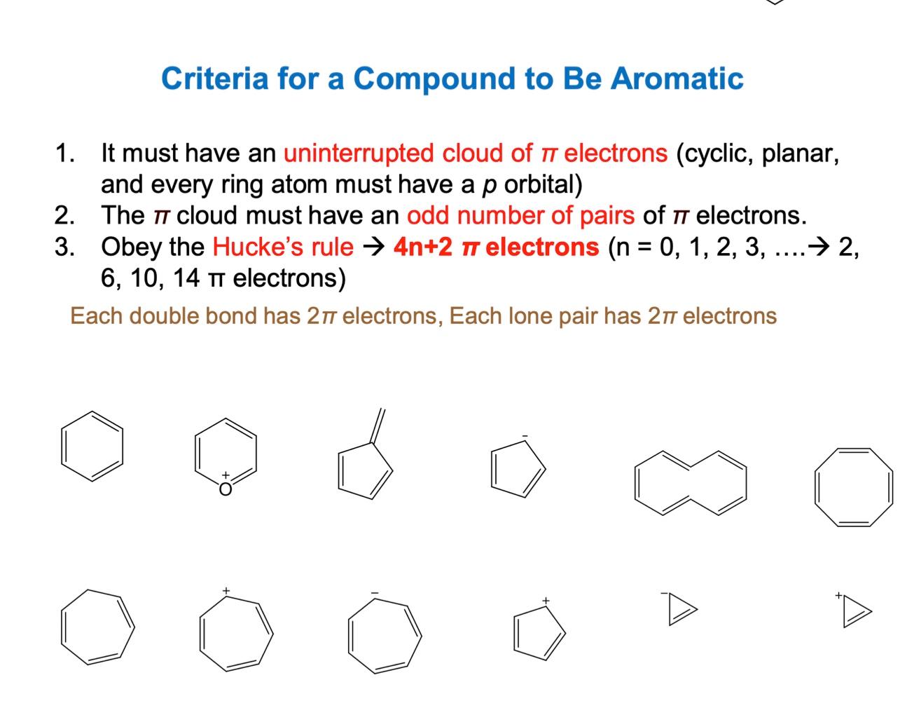Solved Criteria for a Compound to Be Aromatic 1. It must | Chegg.com