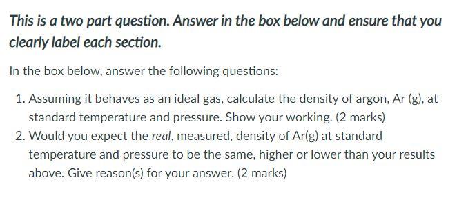 Solved This is a two part question. Answer in the box below | Chegg.com