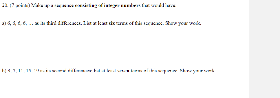 Solved 20. (7 points) Make up a sequence consisting of | Chegg.com