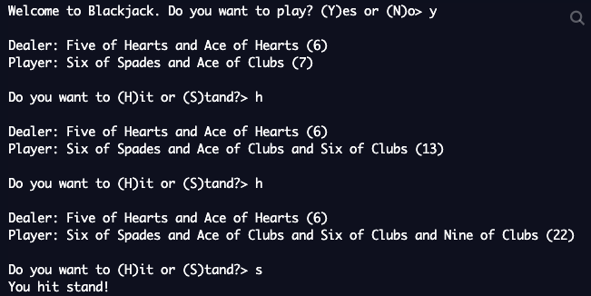 Solved Blackjack game (Part 3) Let's continue with our | Chegg.com