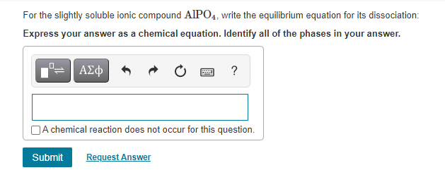 Solved For the slightly soluble ionic compound AlPO4, write | Chegg.com