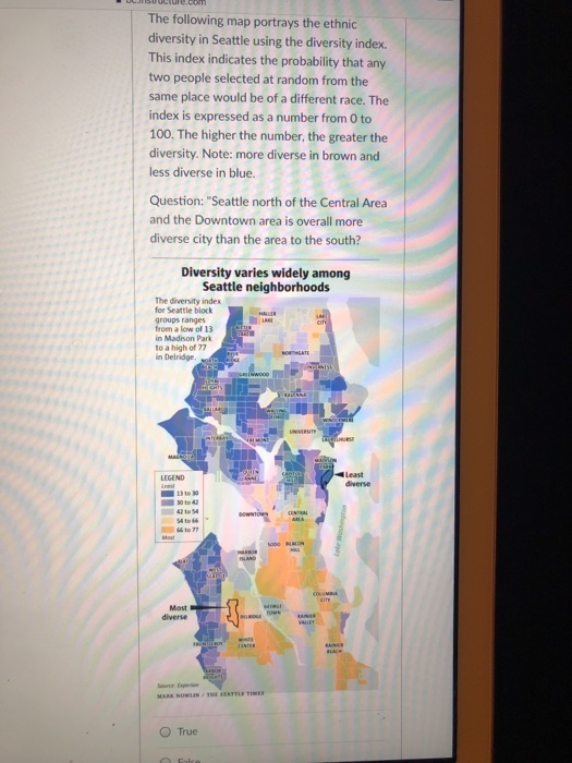 Solved The following map portrays the ethnic diversity in | Chegg.com