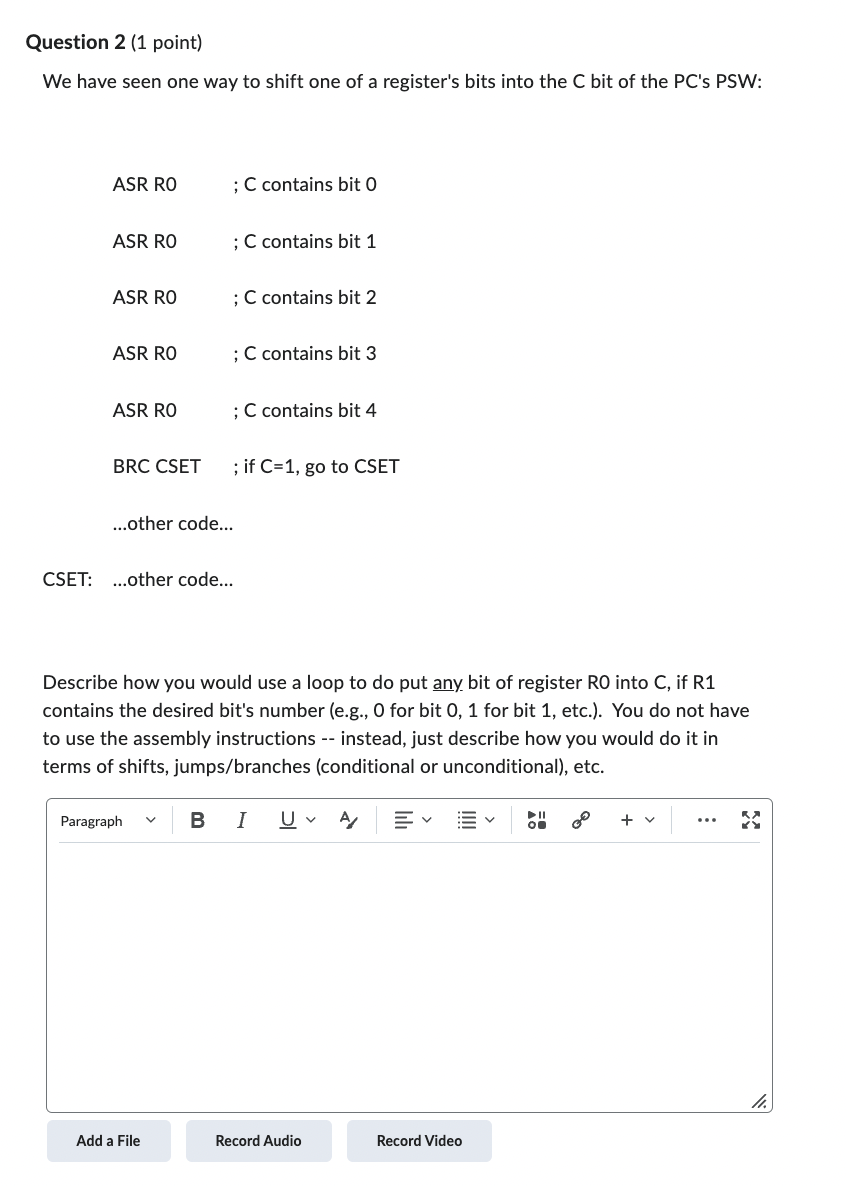 We have seen one way to shift one of a register's | Chegg.com