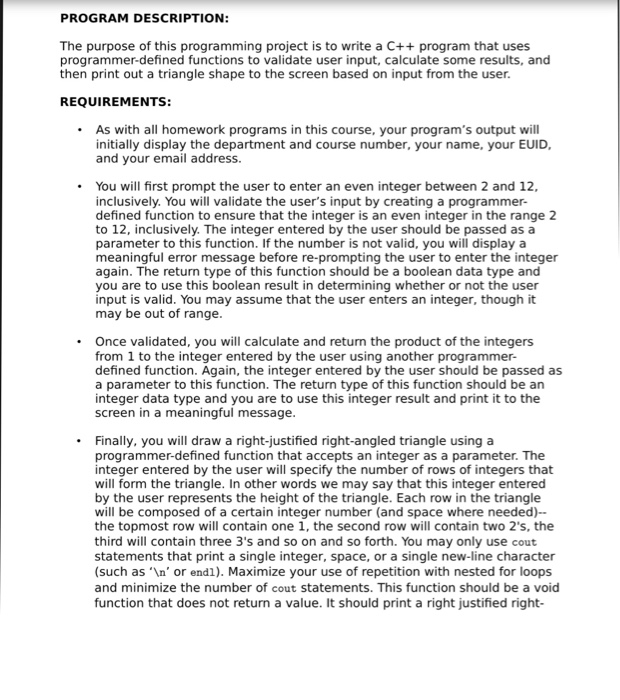 Solved PROGRAM DESCRIPTION: The purpose of this programming | Chegg.com