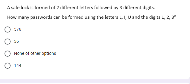 Solved A safe lock is formed of 2 different letters followed | Chegg.com