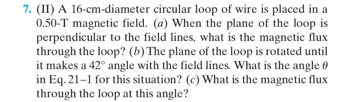Solved 7. (II) A 16-cm-diameter circular loop of wire is | Chegg.com