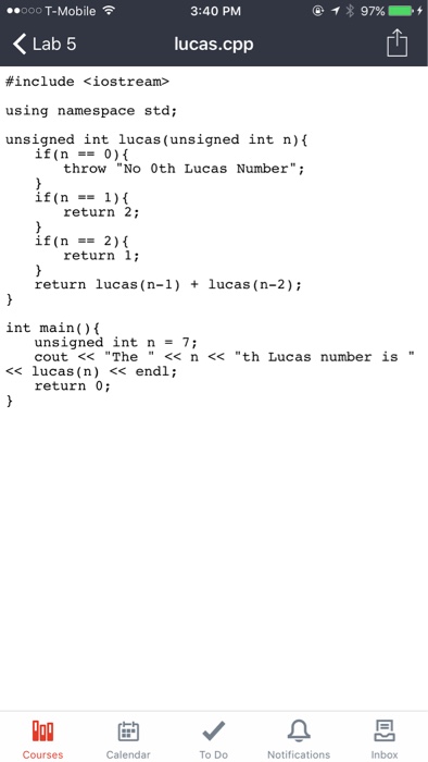 Solved T-Mobile 3:39 PM イ 97% 〈 Lab 5 Lab 5-Recursion.pdf 团 | Chegg.com Solved T-Mobile 3:39 PM イ 97% 〈 Lab 5 Lab 5-Recursion.pdf 团 | Chegg.com