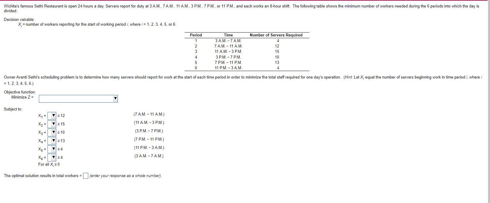 Solved The optimal solution results in total workers = | Chegg.com