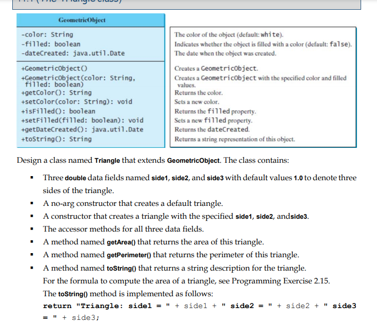 Solved GeometricObject -color: String -filled: boolean | Chegg.com