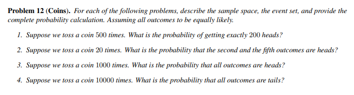 Solved Problem 12 (Coins). For each of the following | Chegg.com