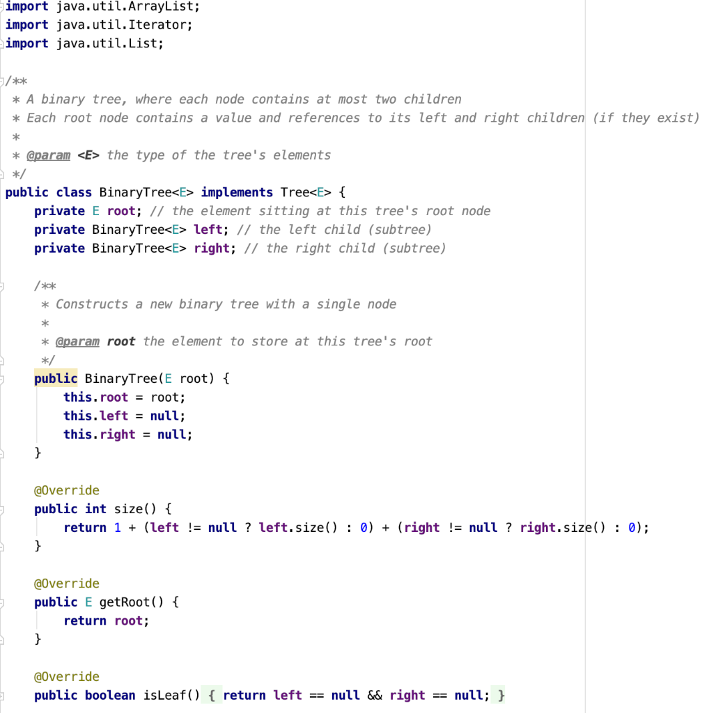 Solved Constraints You may also not modify BinaryTree.java, | Chegg.com