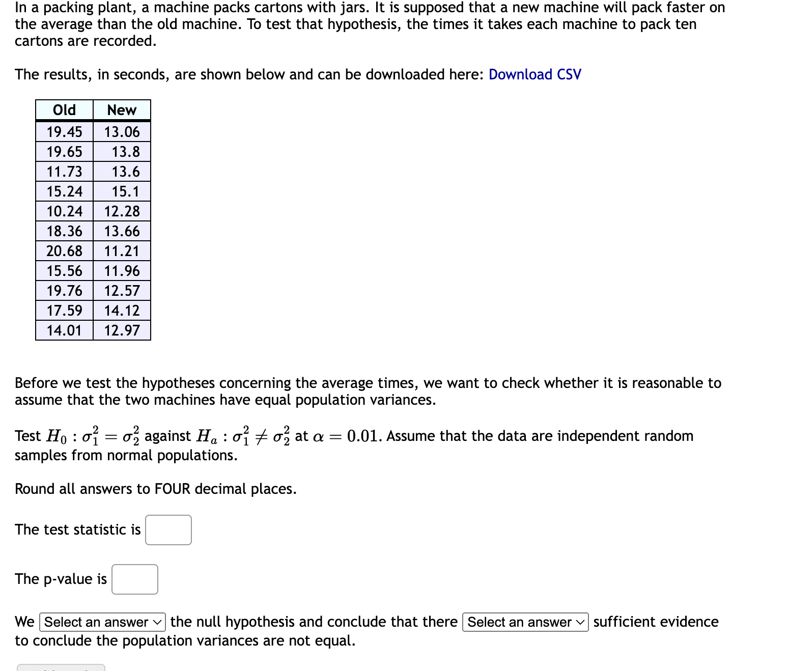 Solved In a packing plant, a machine packs cartons with | Chegg.com