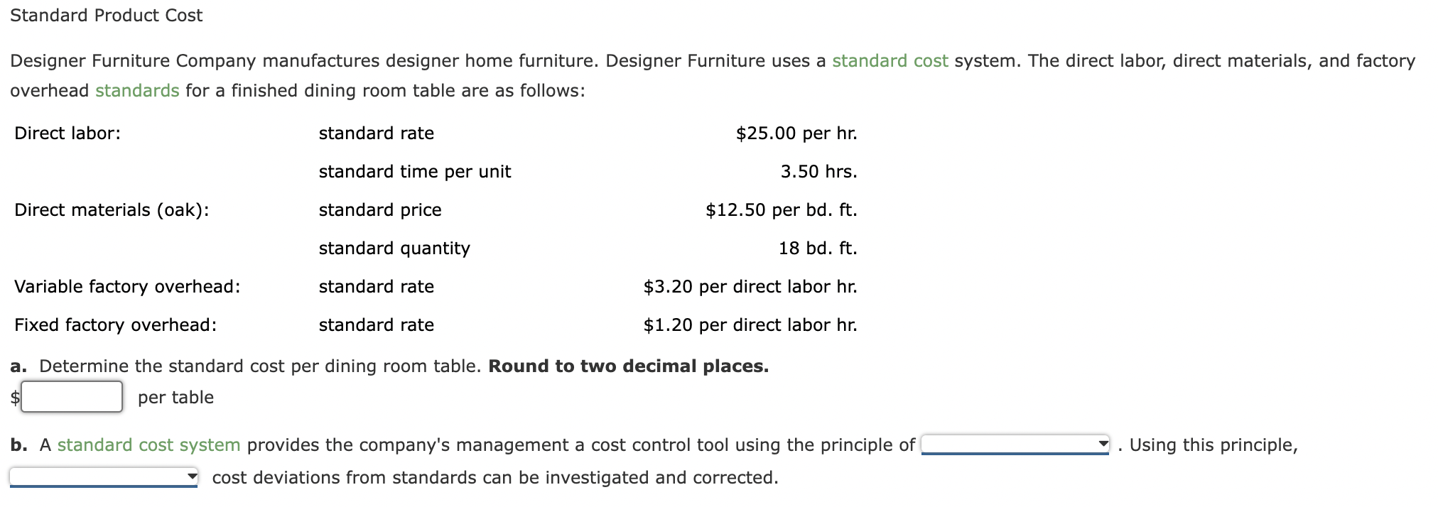 Solved Designer Furniture Company manufactures designer home | Chegg.com