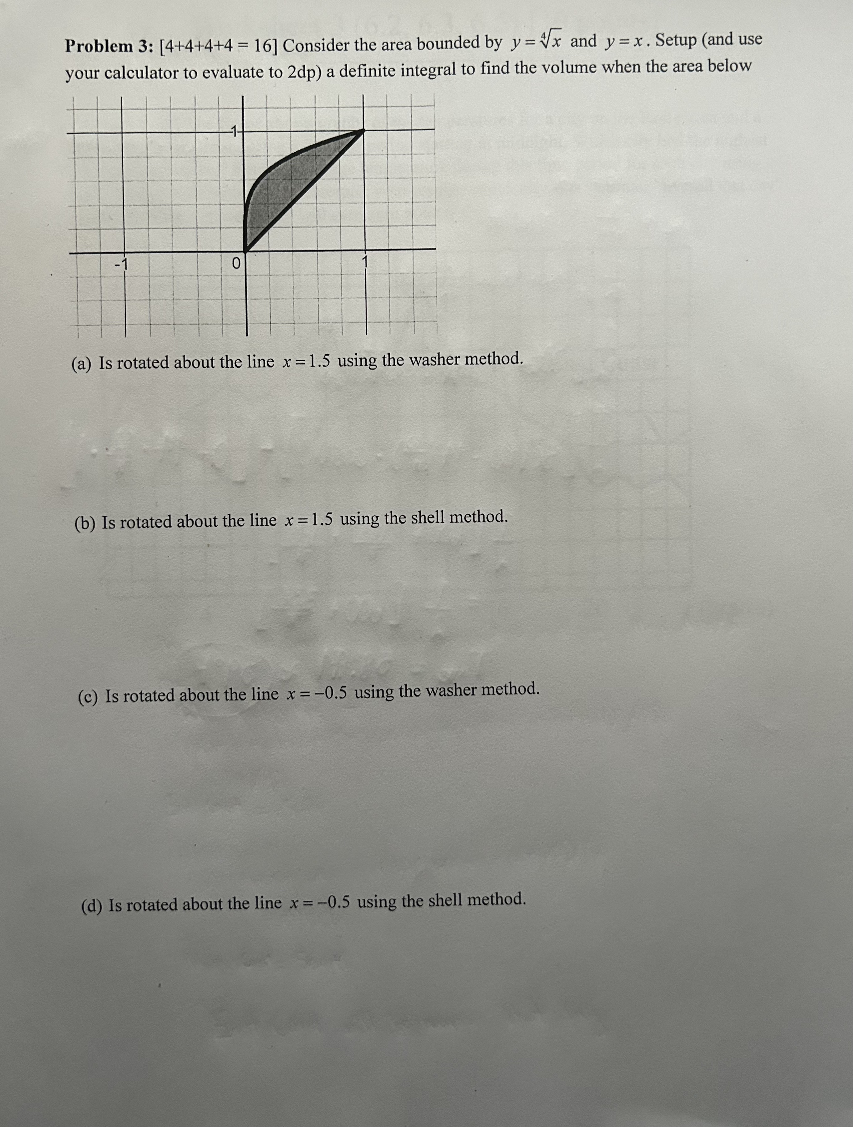 Solved Problem 3: 4+4+4+4=16 ﻿Consider the area bounded by | Chegg.com