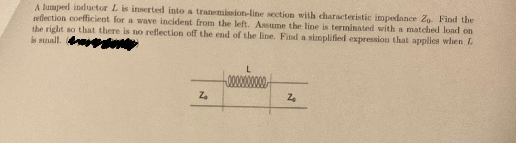 Solved A lumped inductor L is inserted into a | Chegg.com