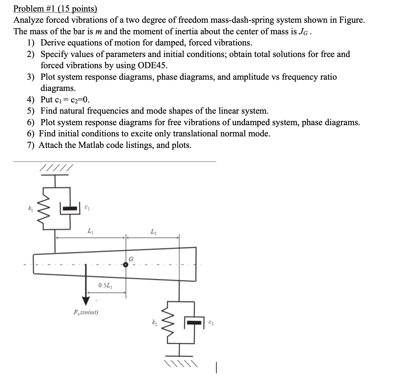 Solved Analyze forced vibrations of a two degree of freedom | Chegg.com
