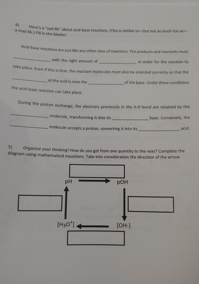 Solved 4) Here's a "sad-lib" about a a mad lib.) Fill in the | Chegg.com