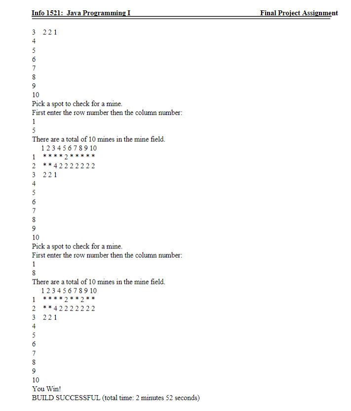 Solved Final Project Clone of the Minesweeper Game. What | Chegg.com