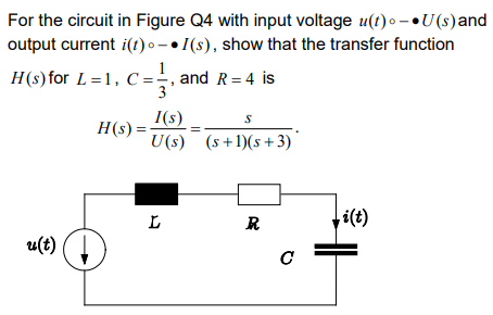 Solved For the circuit in Figure Q4 with input voltage | Chegg.com