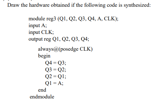 Solved Draw the hardware obtained if the following code is | Chegg.com