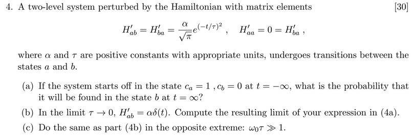 Solved a aa 4. A two-level system perturbed by the | Chegg.com