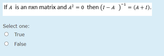 Solved If A ﻿is an nxn matrix and A2=0 ﻿then | Chegg.com