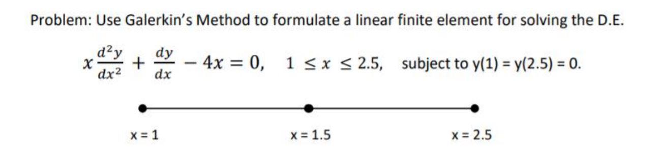 Solved Problem: Use Galerkin's Method to formulate a linear | Chegg.com
