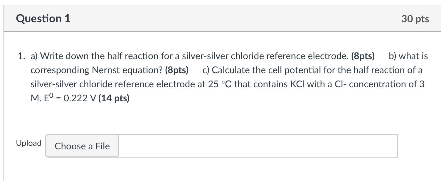 Solved 1. a) Write down the half reaction for a | Chegg.com