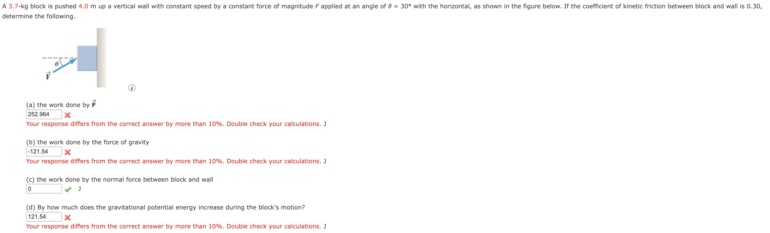 Solved letermine the following. (a) the work done by F Your | Chegg.com
